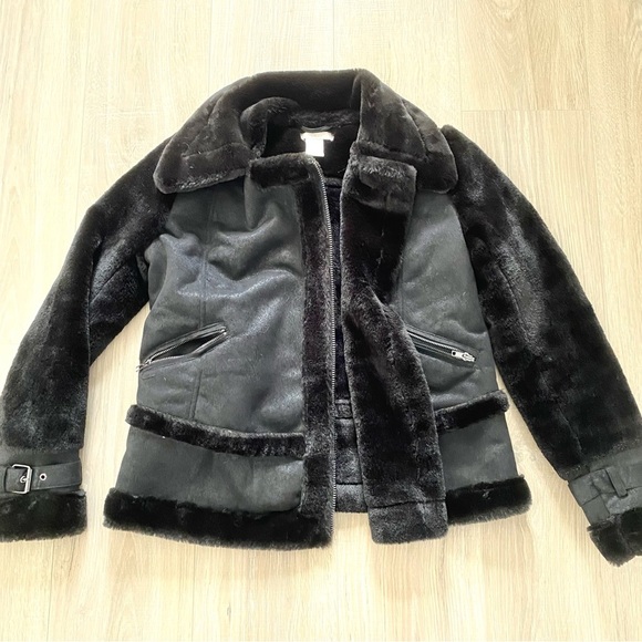Design History | Jackets & Coats | Sherpa Moto Biker Jacket Sz S | Poshmark